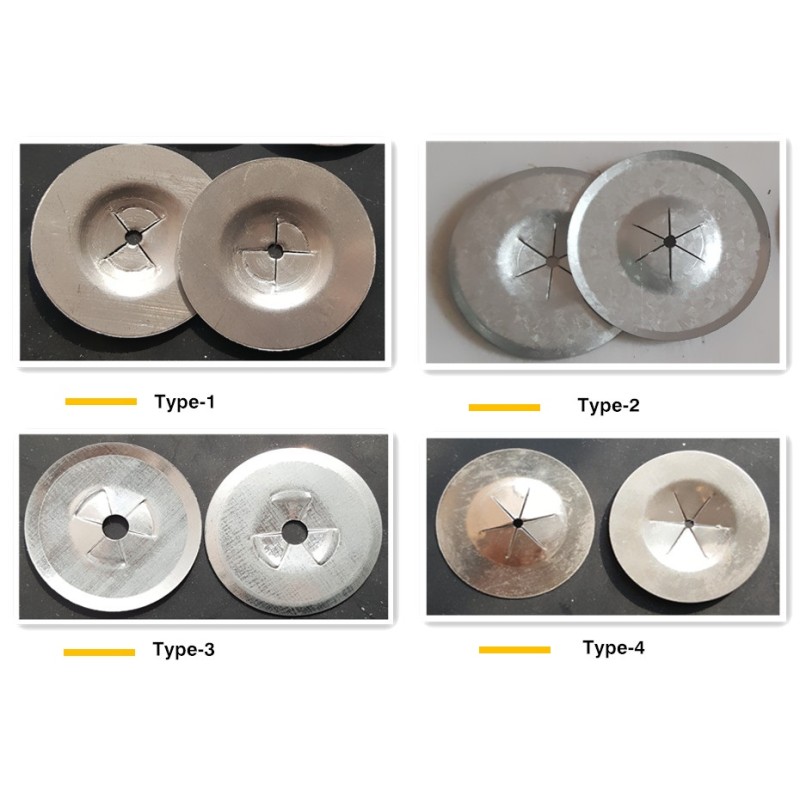 Close-up view of round self-locking washers