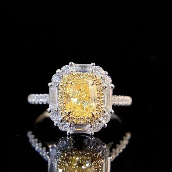 Quality Initial Payment 18K Lab Diamonds Ring and Yellow Diamond Dual Purpose Ring and Pendant for sale