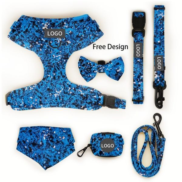 Quality Custom Logo Print Pattern Personalized Pet Harness Set with Bowknot Decoration for sale