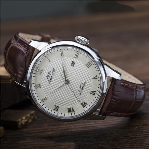 Quality OEM 3ATM Miyota 2115 Quartz Wrist Watch With Leather Strap for sale
