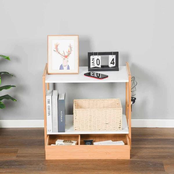 Quality Wooden Bamboo Mdf Household Storage Shelf Display Racks for sale