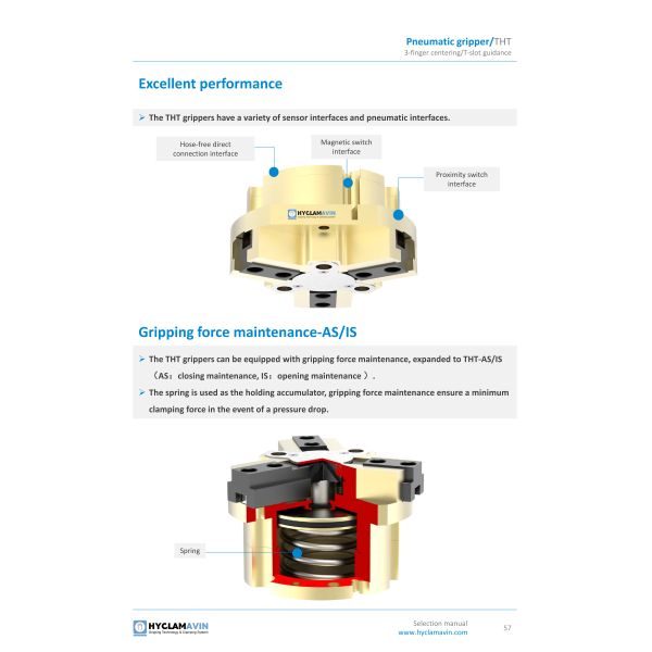 Quality Pneumatic Parallel Gripper 3 Jaw T Slot Robot Eoat Gripper THT-A for sale