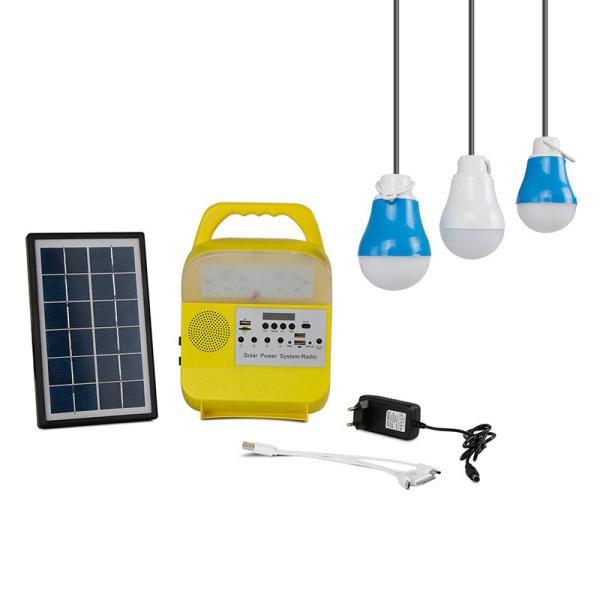 Quality IP55 6000mah 3 Watt 6 Volt Solar Radio Light Kit For Camping for sale