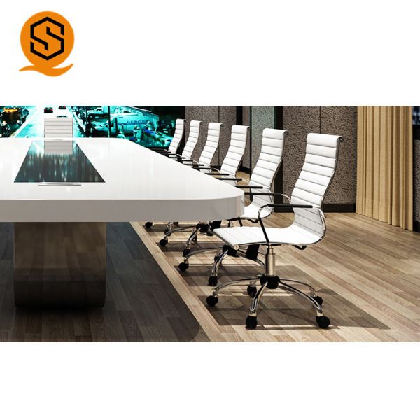 Quality OEM ODM White Solid Surface Conference Table Curved Meeting Table for sale