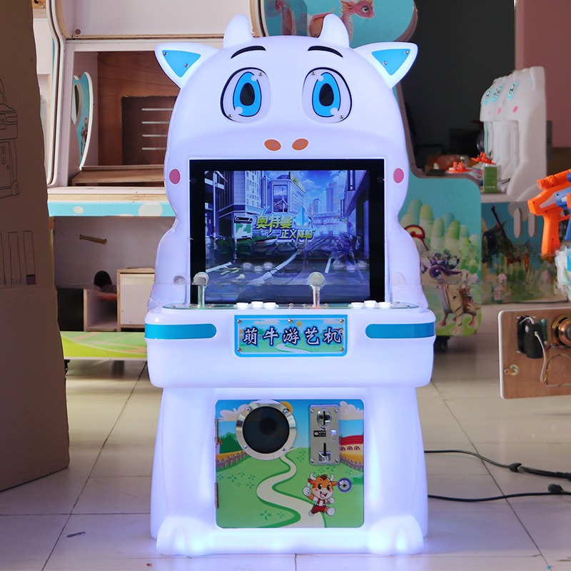 Side angle showing game controls of the arcade machine