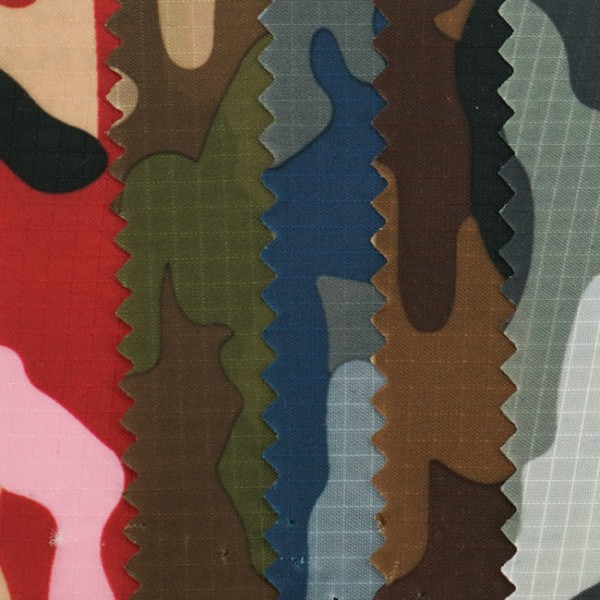 Quality 0.13mm Ripstop PU Camouflage Waterproof Fabric 100% Nylon Durable for sale