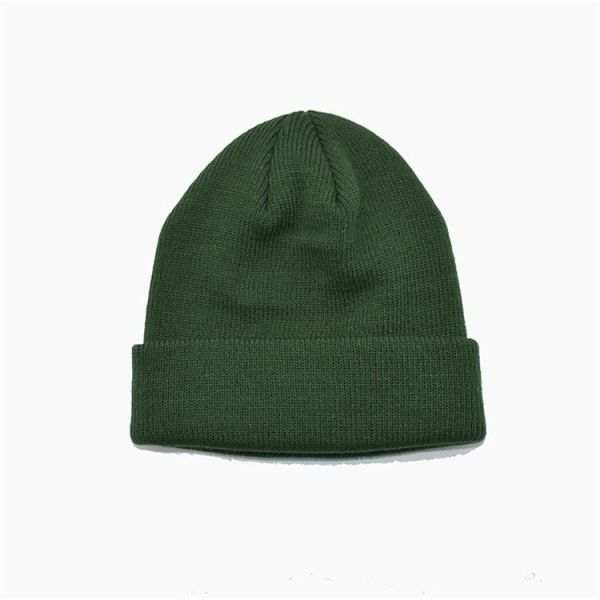 Quality OEM Unique Green Knit Beanie Hats With Embroidery Pattern for sale