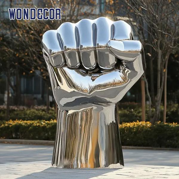 Quality Customized outdoor park large fist power stainless steel sculpture for sale