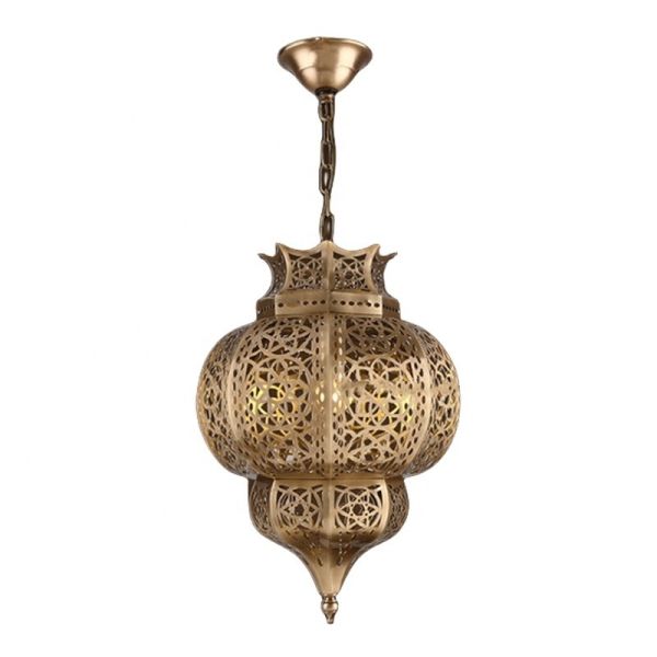 Quality Middle Hollow Carving Gold Lantern Chandelier With Switch Control for sale