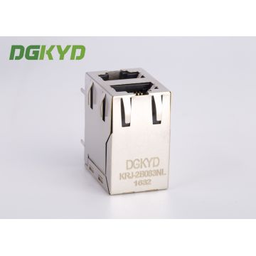 Quality 2x1 Modular Jack Stack Dual Port RJ45 Magnetics 100Mb Ethernet Connector for sale