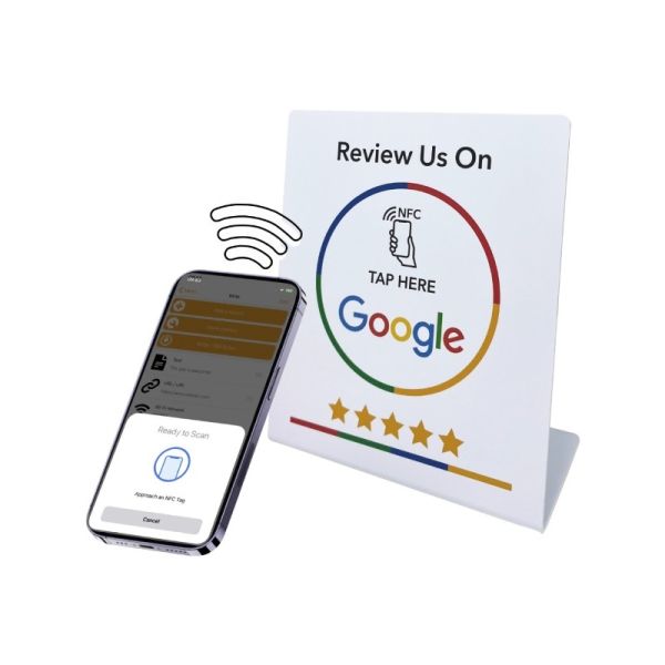 Quality Custom NFC Stand Social Media Review NFC PVC Google Review Card Menu Display for sale