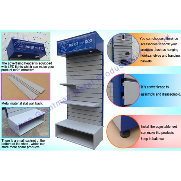 Quality Grocery Shelf Store Mobile Floor Stand Slatwall Display Stands for sale