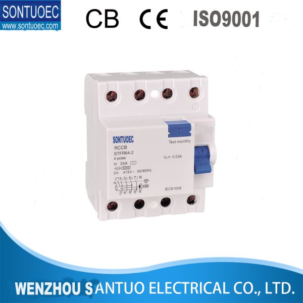 Quality STL-364 Series RCCB 4p 230v 400V Residual Current Circuit Breaker resin cover for sale