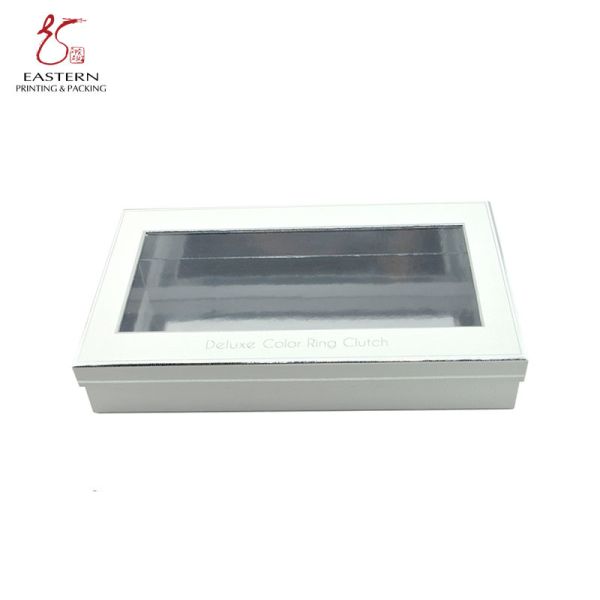Quality Plain 30mm Height Rectangle White Cardboard Gift Boxes With Clear Lid for sale