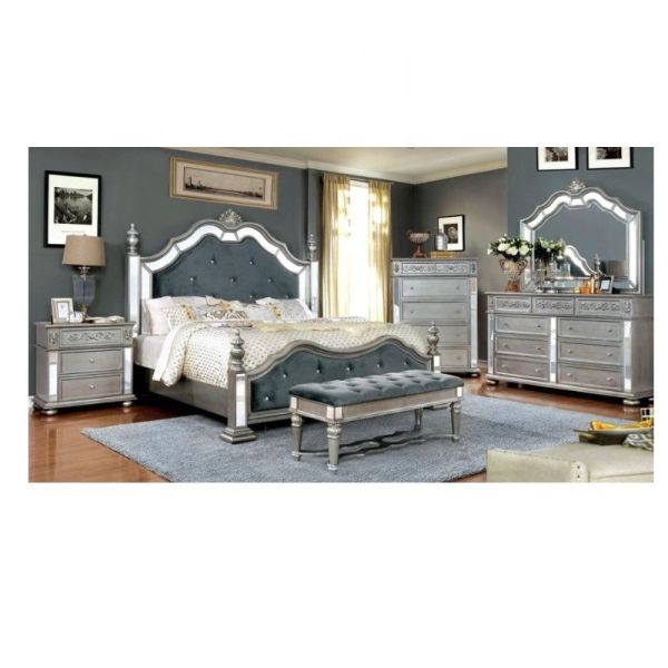 Quality Wood Master Bedroom Furniture Upholstered Platform Bed for sale