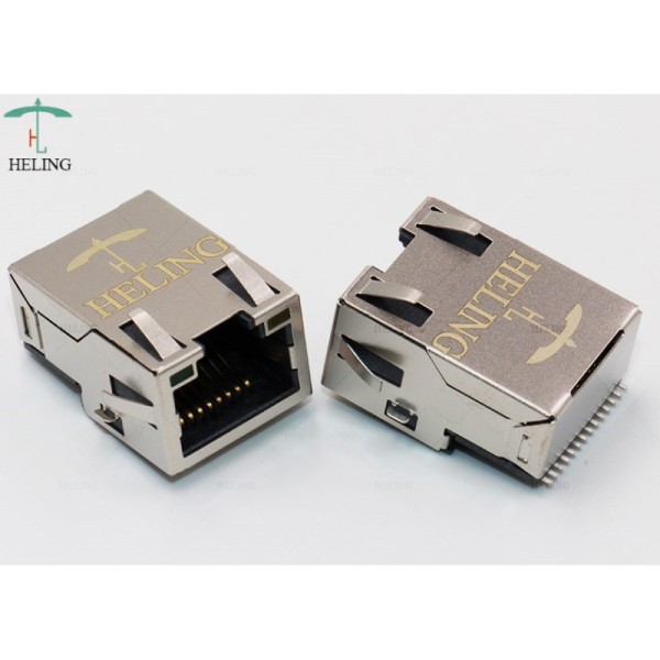 Quality Gigabit Surface Mounting Magnetic Modular Jacks Side Entry Brass Shielded Shell for sale