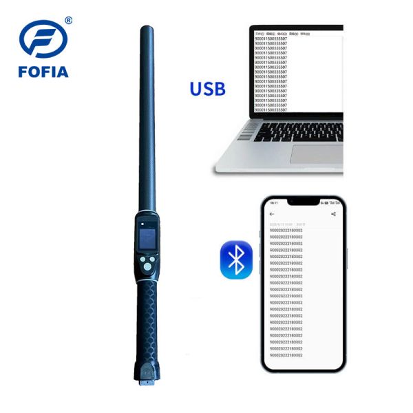 Quality Custom ISO FDX-B HDX 30000 Records Handheld Stick RFID Reader For Cattle Livestock Ear Tag Microchip Long Range Plastic for sale
