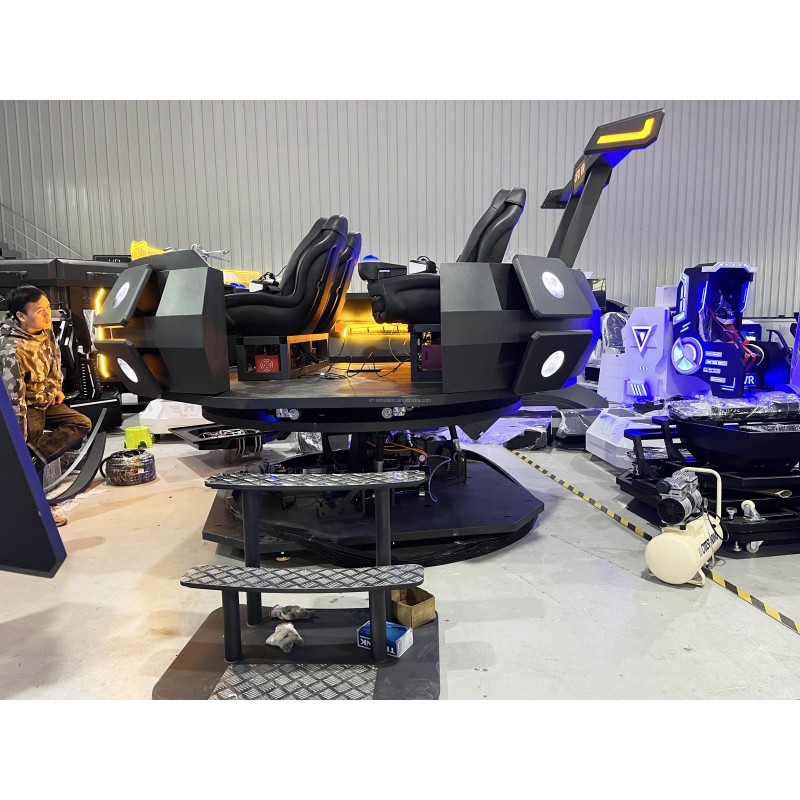 Side view of 5-seat VR motion simulator