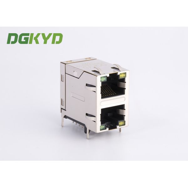 Quality 10/100 BASE 2x1 offset magnetic Network Connector, stacked rj45 modular jack for sale