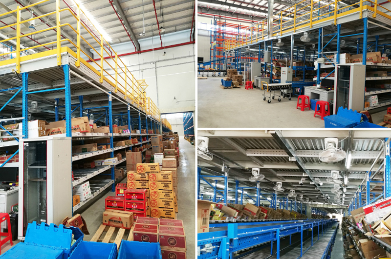 Mezzanine Rack Supported By Carton Flow Rack Warehouse Storage Rack