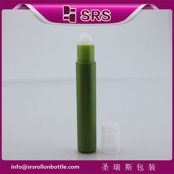 Quality green color 15ml plastic roll on bottle for skincare liquid for sale