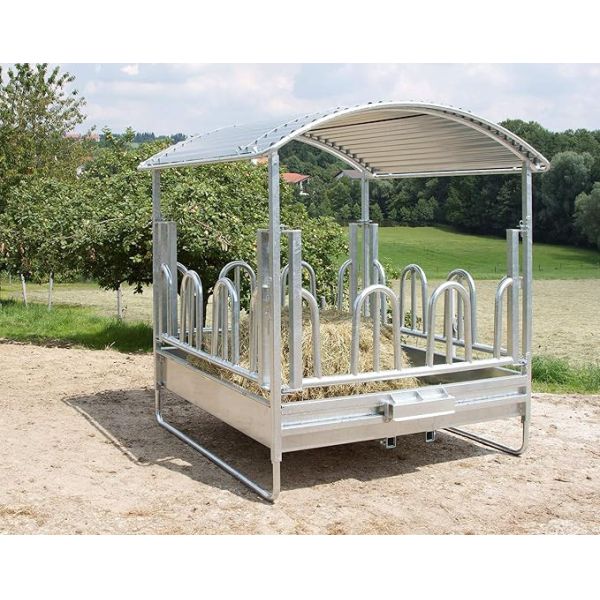Quality Diameter 2m Metal Hay Feeder Square Bale Hay Feeder With Roof for sale