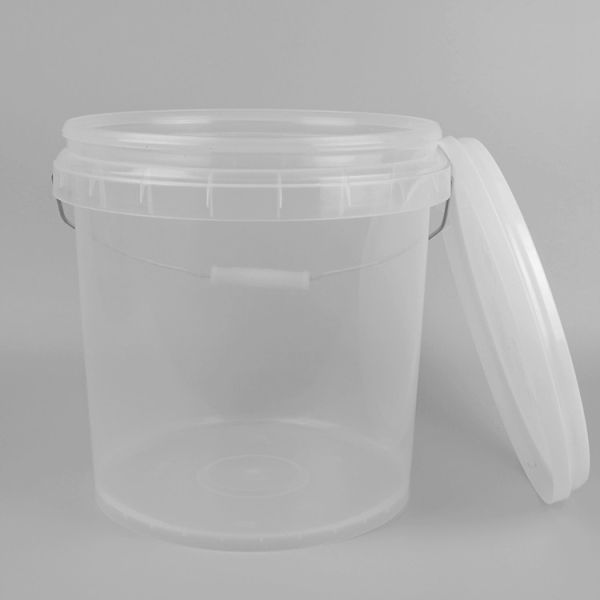 Quality 10L Transparent Plastic Bucket with Lid, 25cm Top Diameter for sale