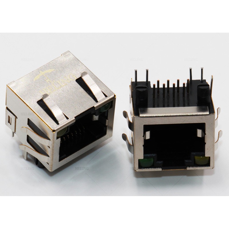 Quality Shielded Modular Female Single Port RJ45 Connector With EMI Tab And LED for sale