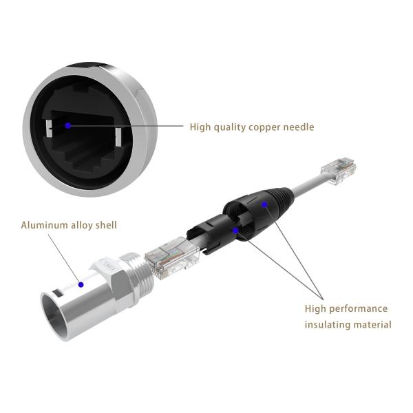 Quality IP67 Waterproof Rj45 Ethernet Chassis Connector Female And Male Indoor Use for sale