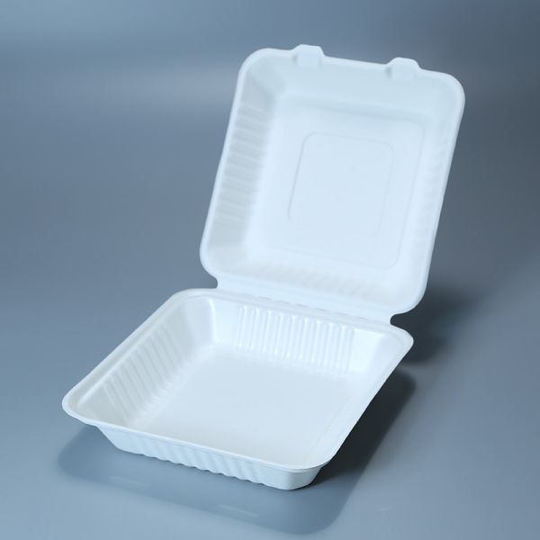 Quality 800ml Takeaway Containers Microwave Safe Bagasse Clamshell Birthday Party for sale