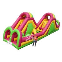 Quality 12m long giant commercial inflatable obstacle course with big slide for kids for sale