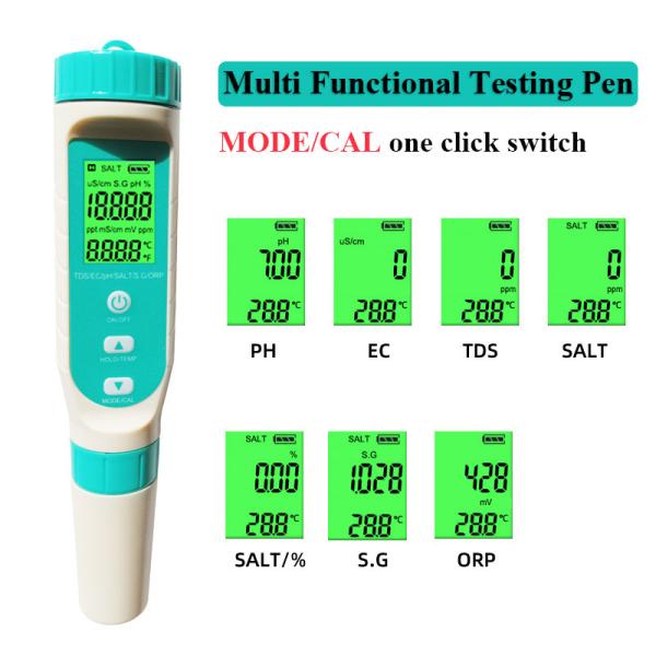 Quality 7-in-1 Digital Water Tester PH Meter/TDS/EC/Salinity/SG/ORP/TEMP Convenient and for sale