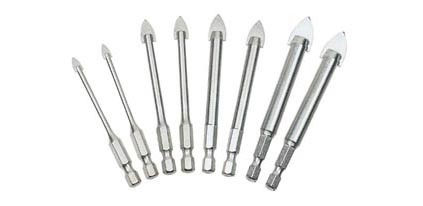 Quality 1/4 Hex Shank Glass Drill Bits YG6X Tipped 3-20mm for sale