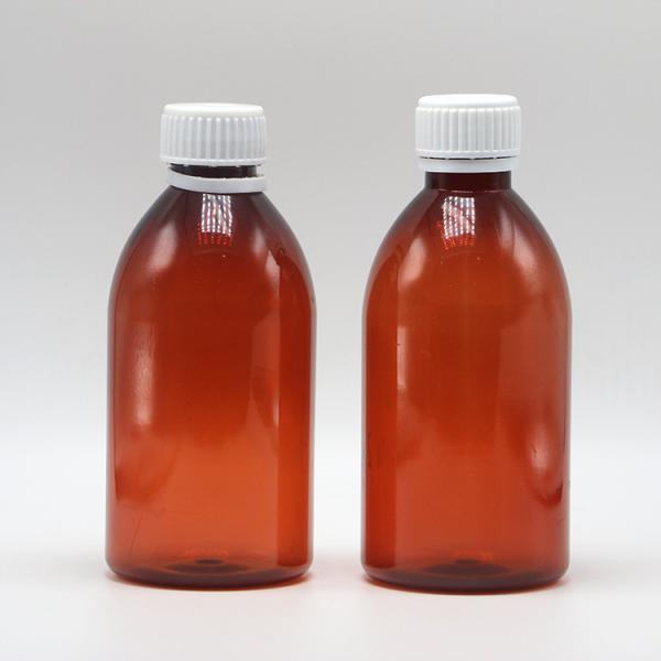 Quality 250ml Round Amber Prescription Pharmacy PET Liquid Medicine Scaled Container for sale
