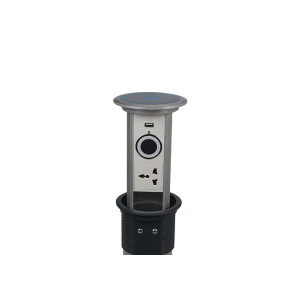 Quality Silver Finish Kitchen Pop Up Sockets , Pop Up Electrical Outlets For Kitchen for sale