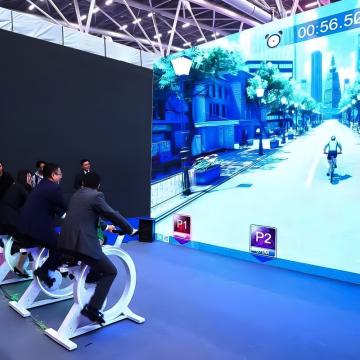 Quality Dynamic Bike VR Game Fitness Interactive Wall Projection Outdoor / Indoor for sale