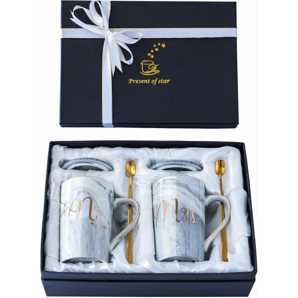 Quality Anniversary Gifts 11oz Couple Ceramic Mug Set 100% Leakproof Lightweight for sale