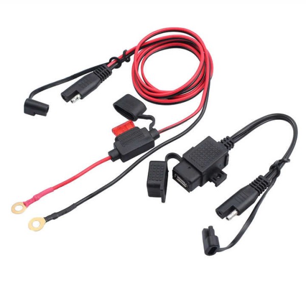 Quality SAE 10W Motorcycle USB Charger Waterproof Dustproof Extendable Cable Power for sale