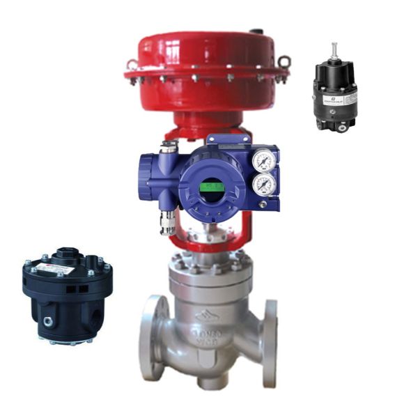 Quality Chinese Brand Control Valve With FOXBORO SRD960 Valve Positioner Fairchild 4500ABP Booster And Model 24 Snap Acting Rela for sale
