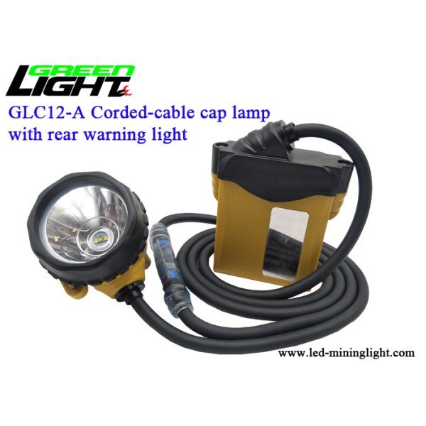 Quality High Beam LED Mining Cap Lamp , 25000lux Coal Miners Headlamp 10.4Ah Battery with low warning light for sale