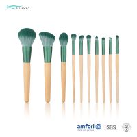 Quality Cosmetic Tools 10pcs Synthetic Makeup Brush Set With Wooden Handle for sale