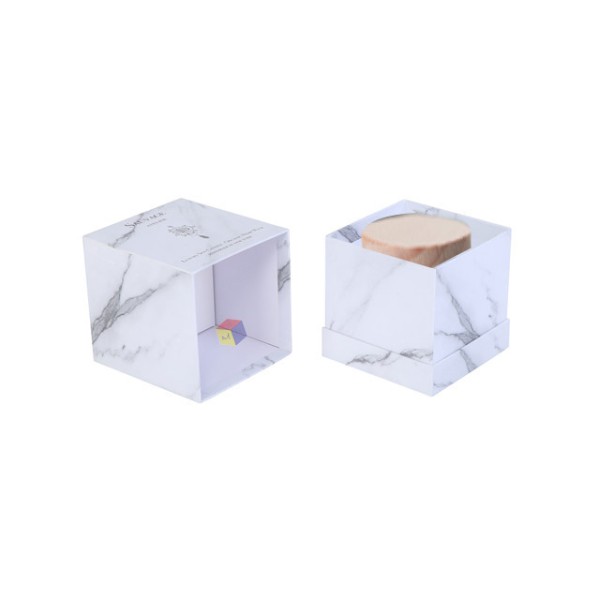 Quality Luxury Custom Logo Marble Printed Lid and Base Rigid Boxes for Candle Gift for sale