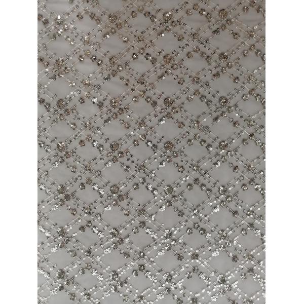 Quality Gold Floral Sequin Embroidered Fabric for sale
