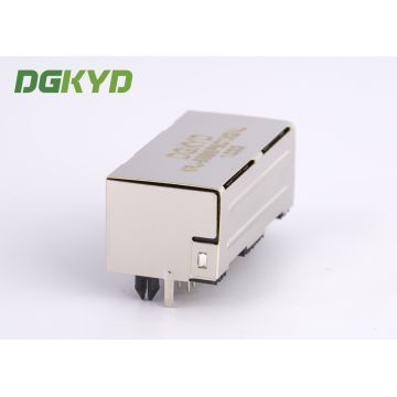 Quality Economical Cost Shield 1x2 Tab Up Double Port Ethernet Socket Rj45 Modular Jack for sale