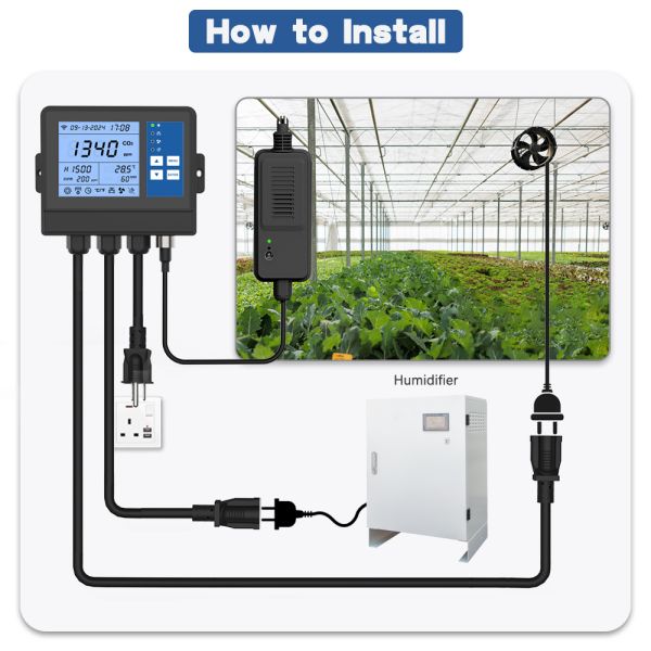 Quality Hydroponic Greenhouse CO2 Controller: 5000ppm Regulator & Monitor for sale