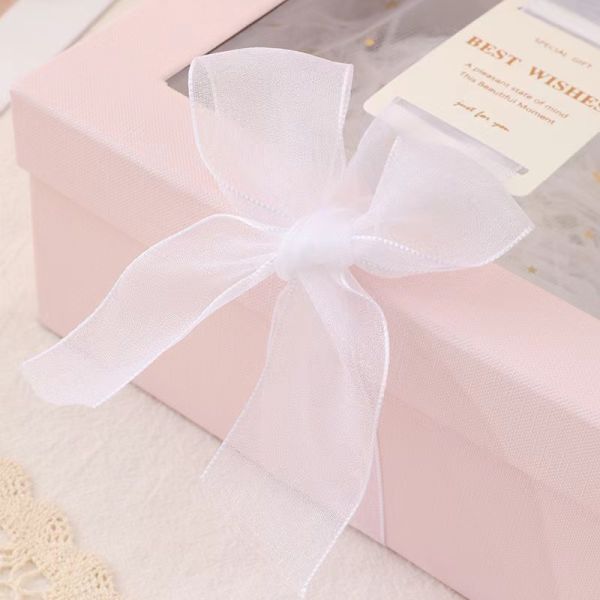 Quality White Gift Set Box Transparent PVC Birthday Box With Silk for sale