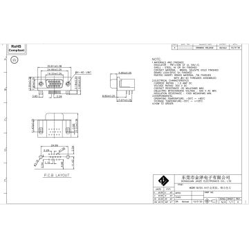 Quality Right Angle High DB Connector D-SUB VGA 15Pin Female Socket Receptacle Connector for sale