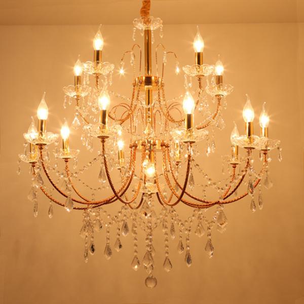 Quality 110V Bedroom Golden Iron Fancy 850*700mm Crystal Candle Chandelier for sale
