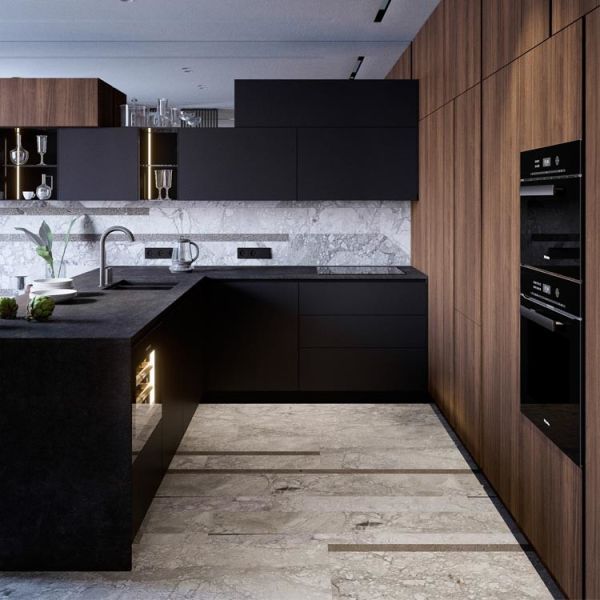 Quality Modern Style 6mm PVC Kitchen Cabinets Dining Room Glossy Wood for sale