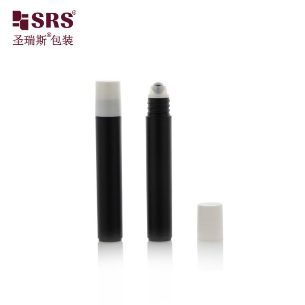 Quality RPP-8ml Black Frosted Injection Customization Roller Bottle for Massage Eye Gel Plastic Injection Applicator Packaging for sale
